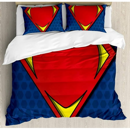 Superhero Duvet Cover Set, My Super Hero Shield Logo with Heart ...