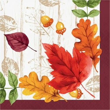 Party Central Lush Leaves 2-Ply Hello Fall Harvest Beverage Napkins - 5 ...