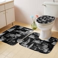 Black City Bathroom Rugs Set Retro Modern Abstract Black Architecture ...