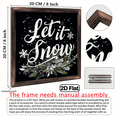 2D Flat, 1pc Vintage Let it Snow Framed Wall Sign - Black White Cursive ...