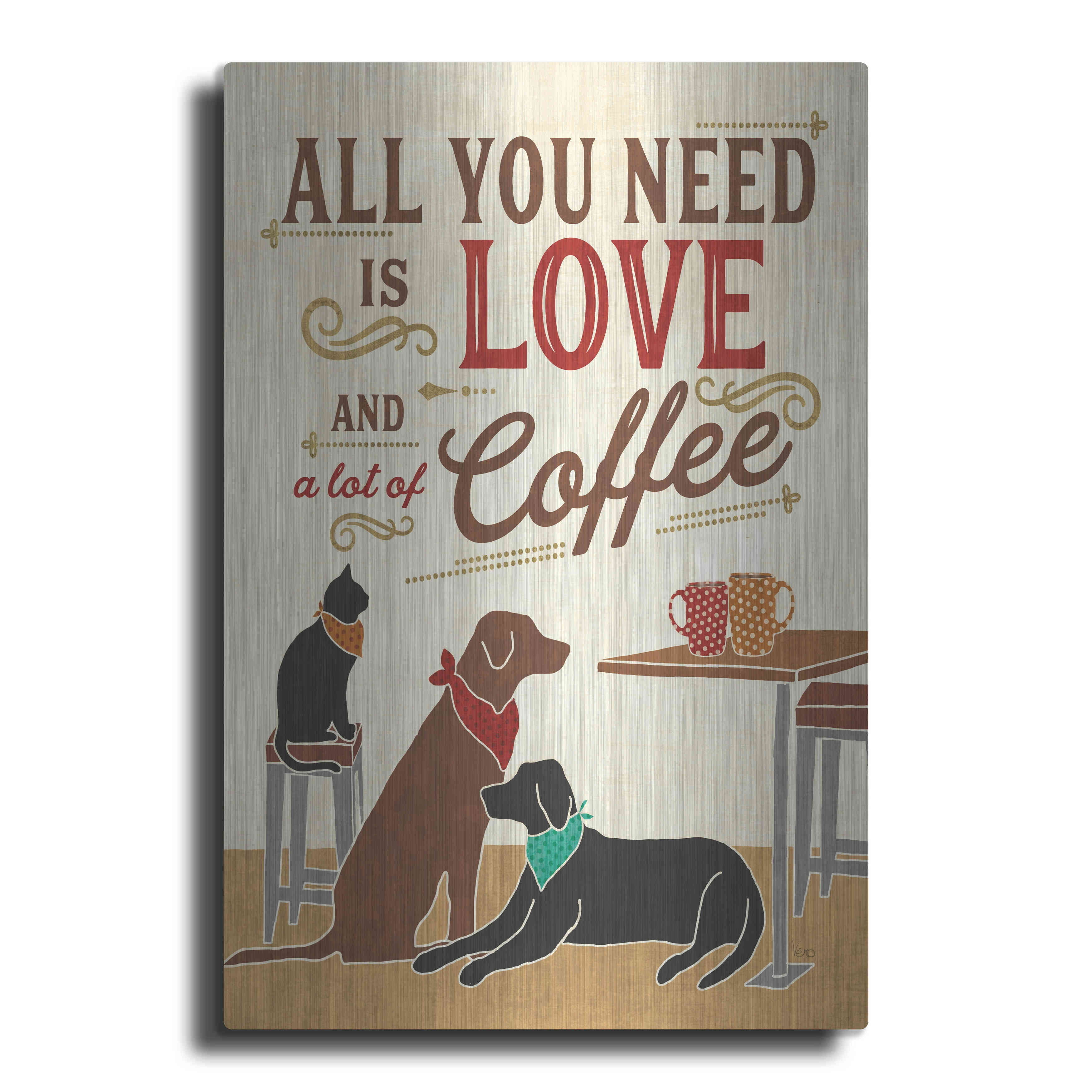 Luxe Metal Art 'Coffee and Friends III' by Veronique Charron, Metal ...