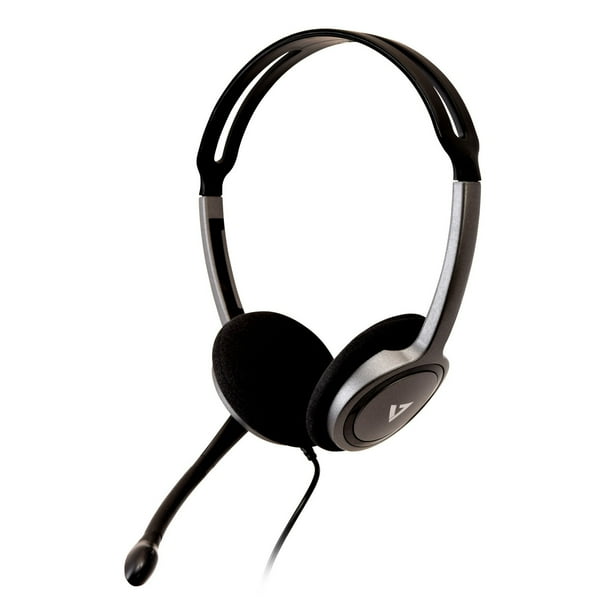 V7 Lightweight Stereo Headset with Microphone, Dark Gray - Walmart.com
