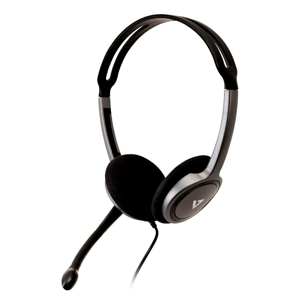 V7 Lightweight Stereo Headset with Microphone, Dark Gray - Walmart.com ...