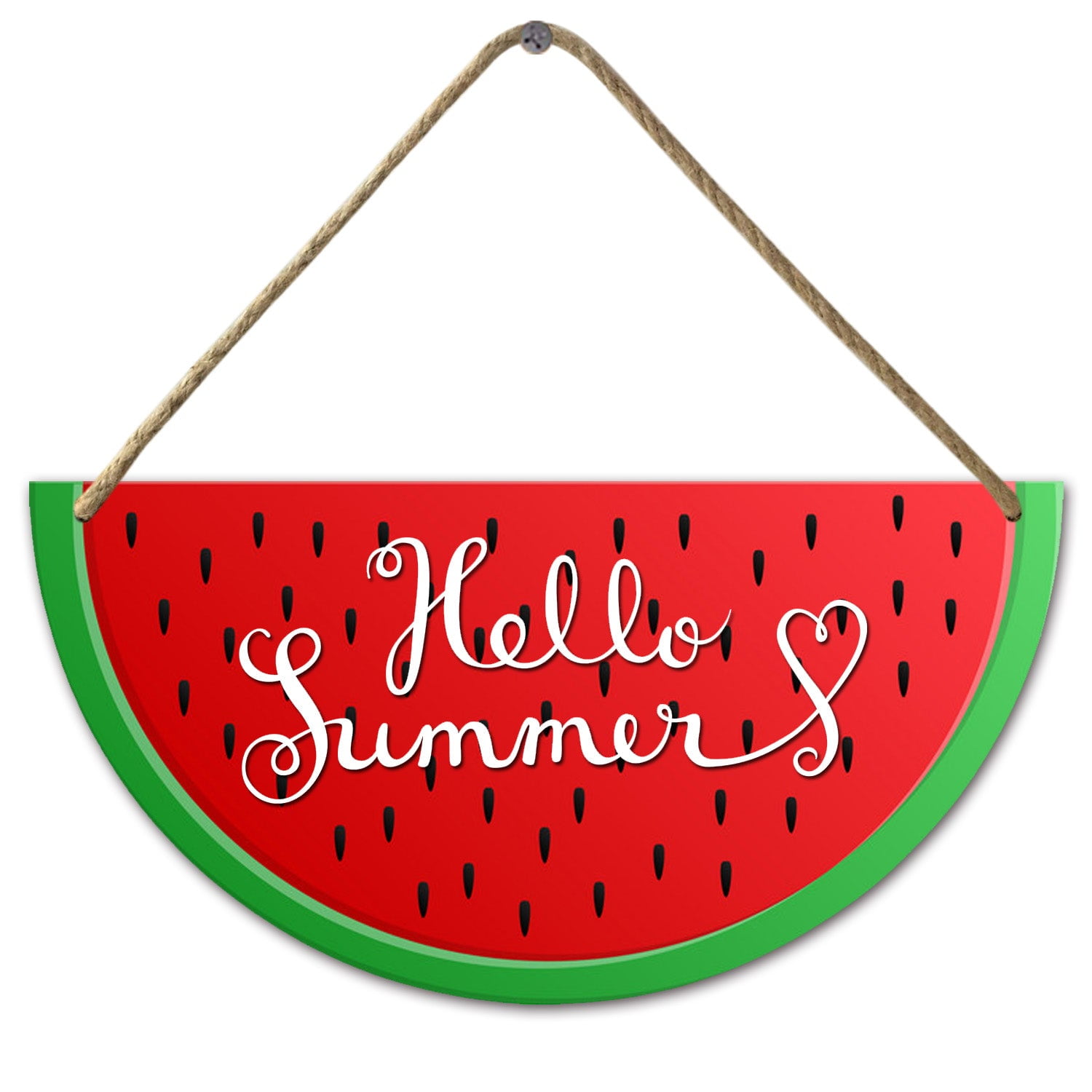 Eveokoki Watermelon Door Sign Hello Summer Door Hanger Wood Front Door