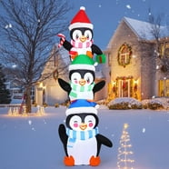 Zimtown 6FT Inflatables Snowman with Three Penguins Outdoor Christmas ...