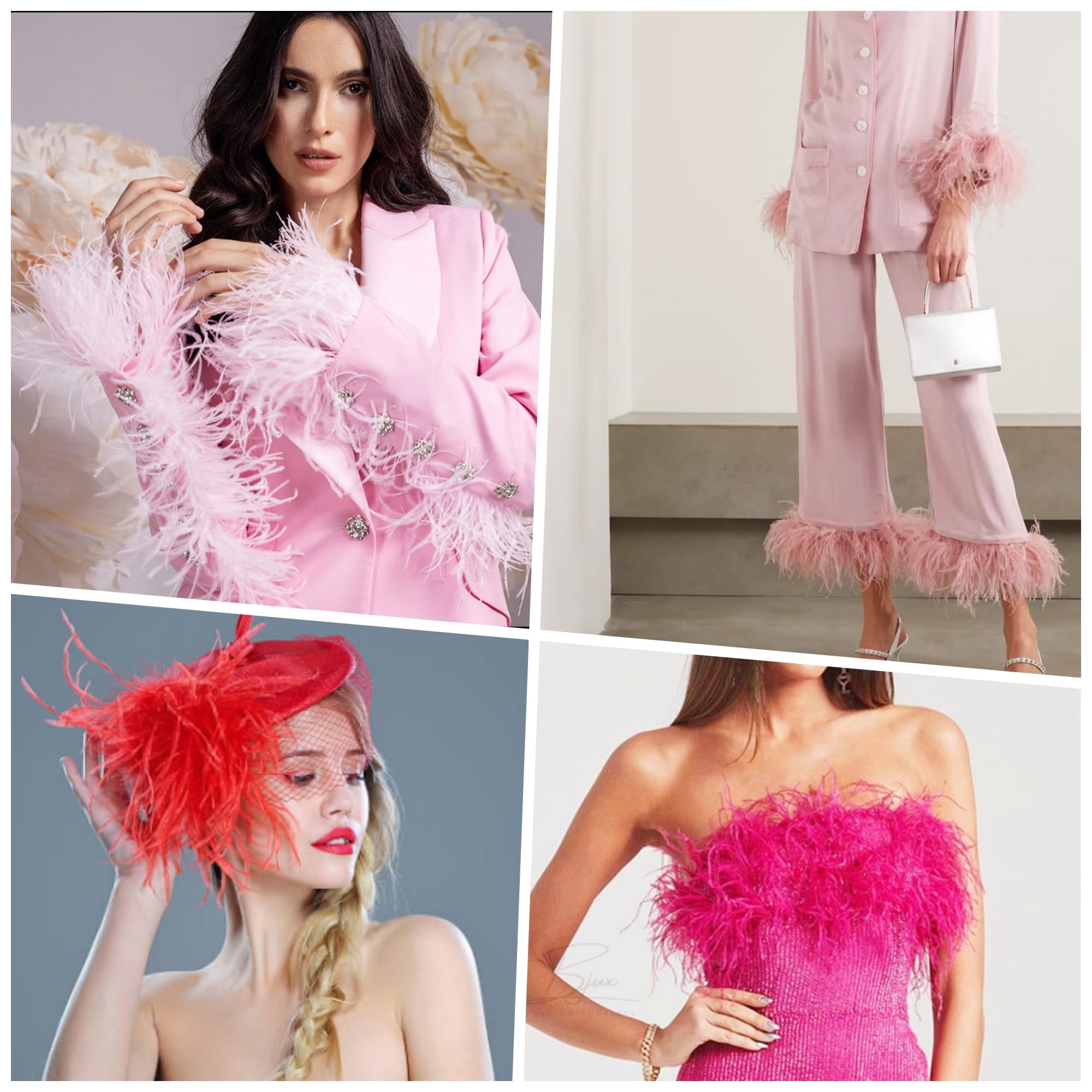 Ostrich Feather Trim 15-20cm High Quality Feather Fringe For Sewing ...