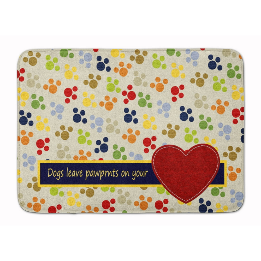 Dogs leave pawprints on your heart Machine Washable Memory Foam Mat ...