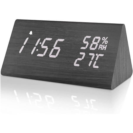 Besvic Wooden Digital Alarm Clock, Led Desk Clock With Memory Function ...