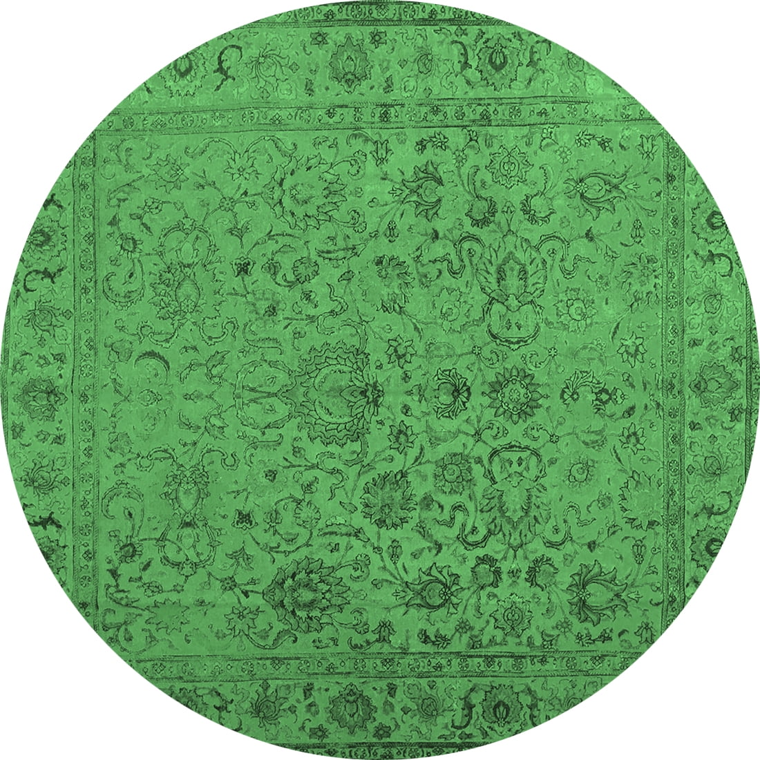 Ahgly Company Indoor Round Abstract Emerald Green Contemporary Area ...