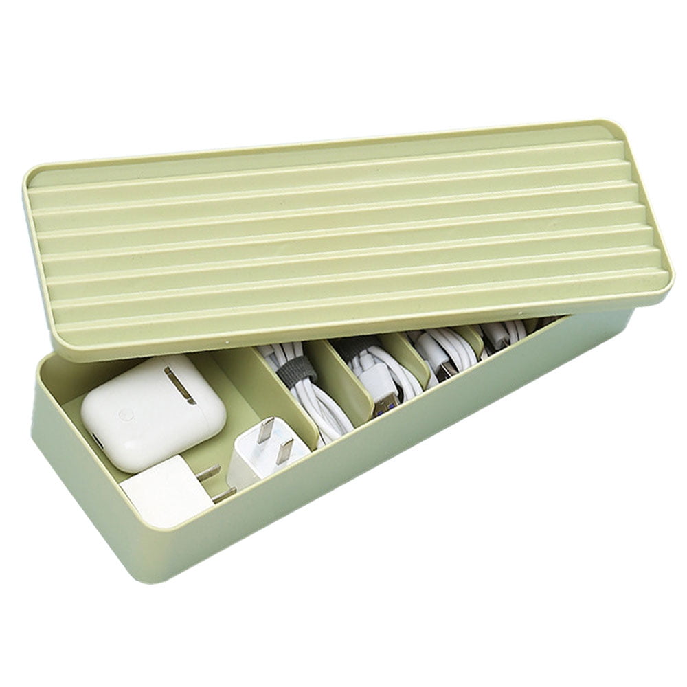Plastic Cable Organizer Box with Compartments, Desk Accessories Storage ...