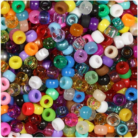 BeadTin Neon Bright Multi 6.5mm Mini Barrel Pony Beads (1000pcs ...