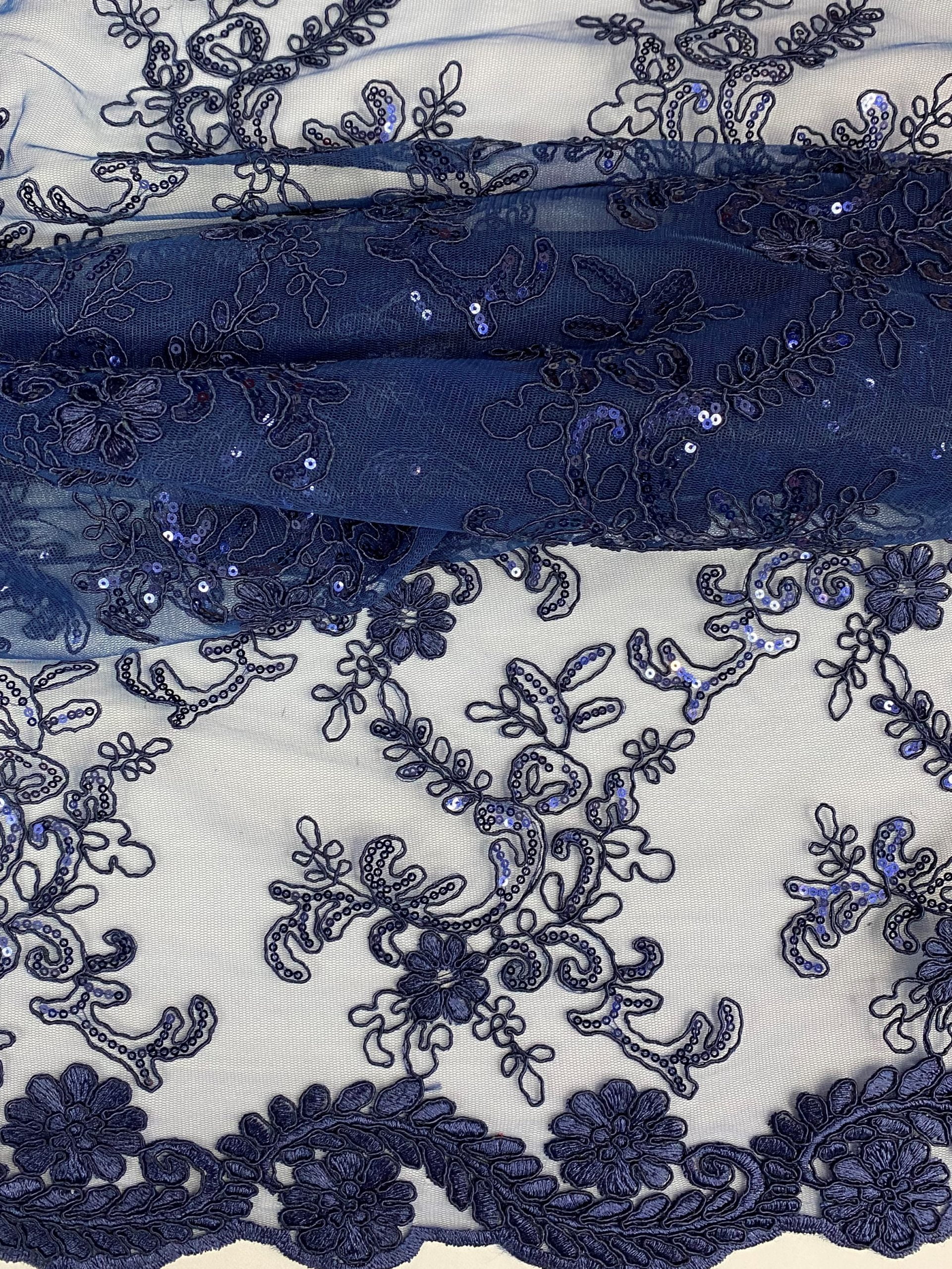 Beautiful Embroidered Lace W/Sequins, 54" Wide, Sells by the Yard from ...