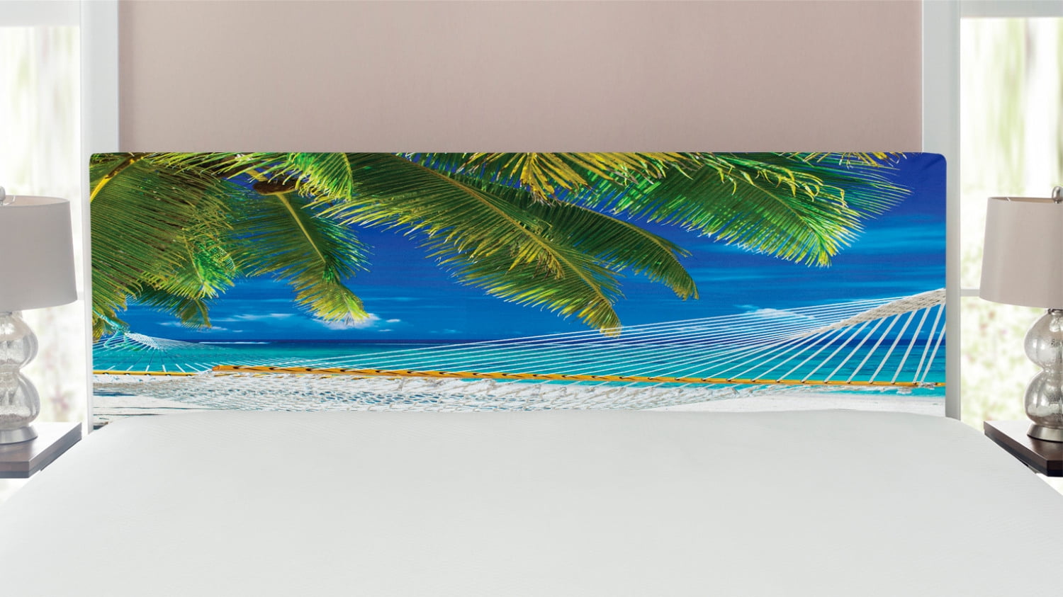 Beach Headboard, Hammock on the Sandy Beach Between Palm Coconut ...