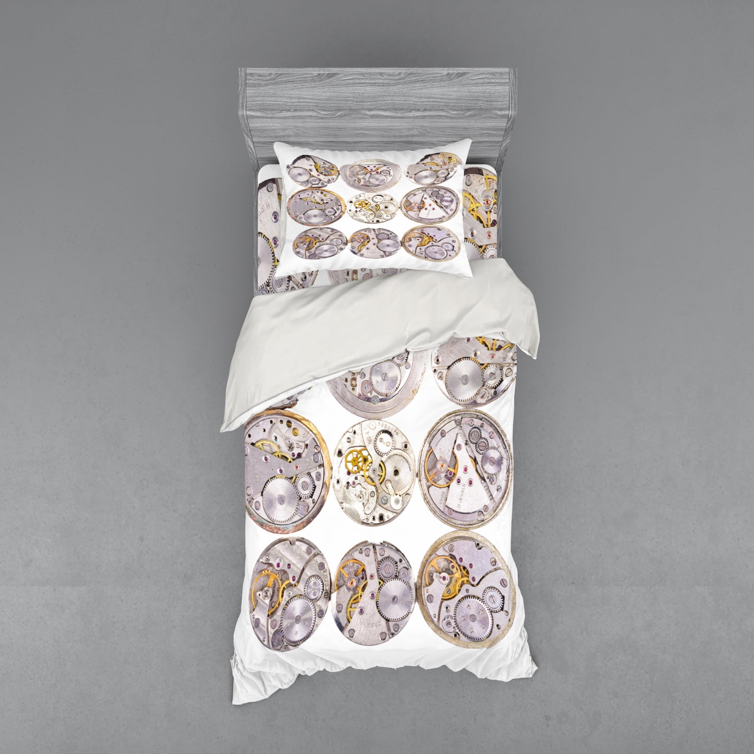 Clock Duvet Cover Set, Repair of Watches Theme Design Technical Theme ...