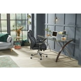 Realspace¬Æ Axley 55"W Glass Computer Desk, Cherry/Silver for Office ...