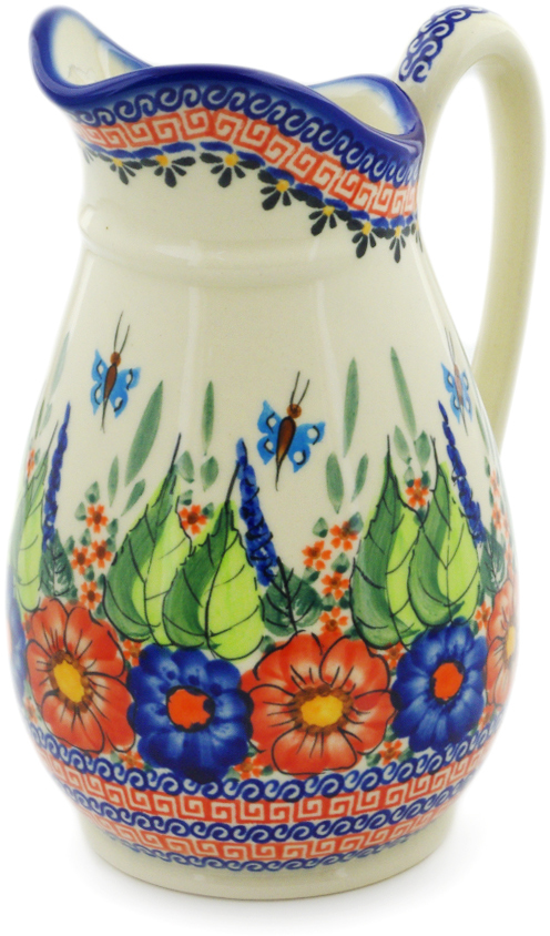 Polish Pottery 6 cups Pitcher (Spring Splendor Theme) Signature UNIKAT ...