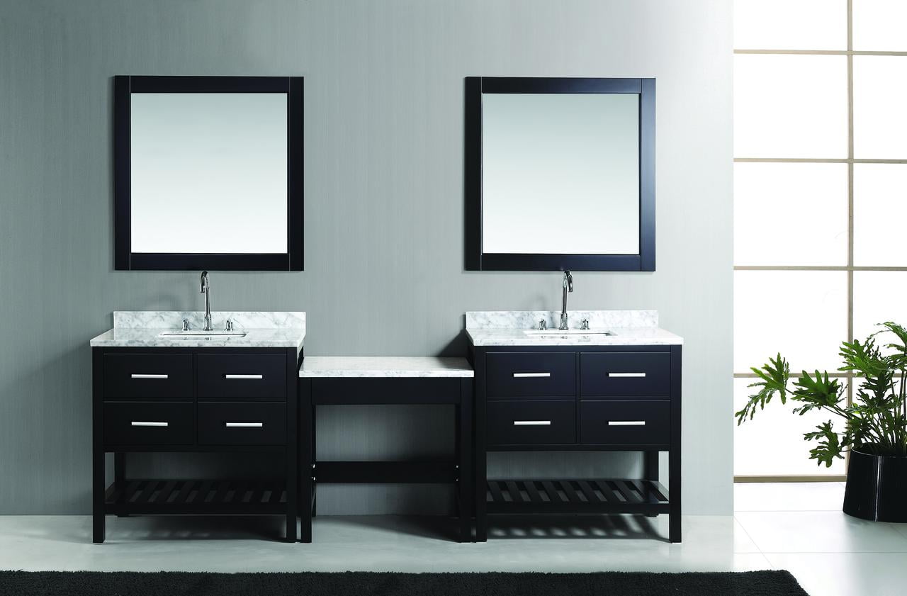 Design Element London 102" Double Sink Bathroom Vanity Set in Espresso ...