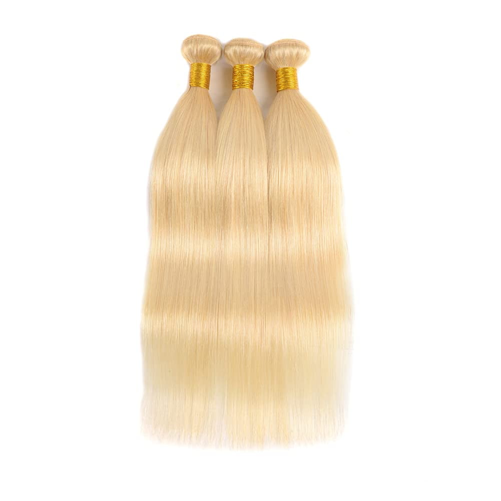 613 Blonde 3 Bundles Human Hair Straight Hair Brazilian Blonde Human ...