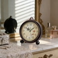 European Style Vintage Analog Alarm Clock Small Silent Desk Clock ...