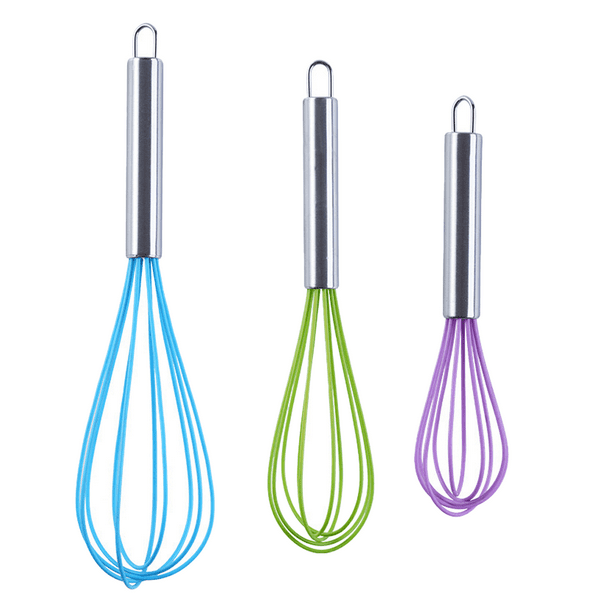 Silicone Whisk, Balloon Wisk Kitchen with Stainless Steel Handle Manual ...