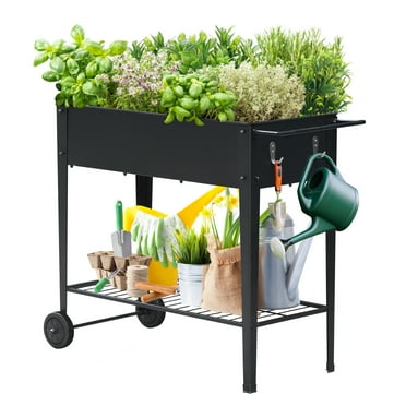 Best Choice Products Outdoor Elevated Movable Metal Planter Garden Bed ...