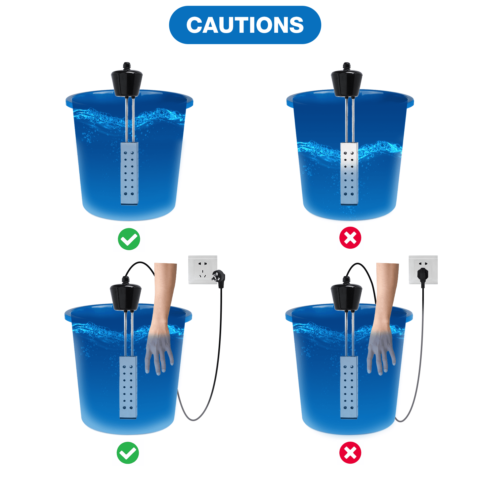 Buy 1500W Immersion Heater, Electric Bucket Water Heater with Floating ...