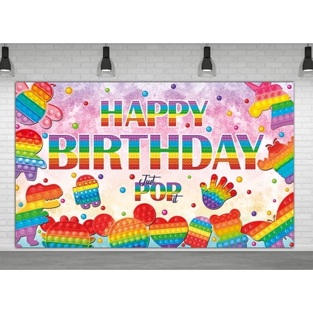 Large Pop Push Bubble Happy Birthday Backdrop Game Party Supplies ...