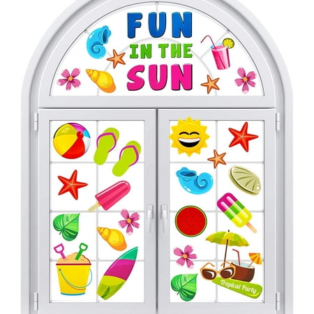 Summer Window Clings Fun in The Sun Stickers Beach Tropical Static ...