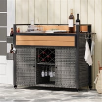 YIYADO 52.8" Grey Wicker Outdoor Grill Cart with Drop Leaf, Poly-Wood ...