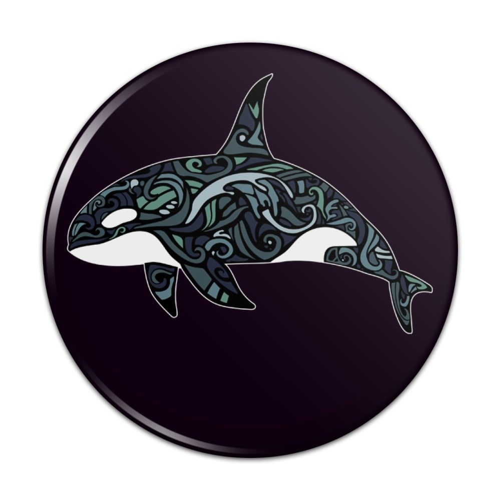 Killer Whale Orca with Waves Compact Pocket Purse Hand Cosmetic Makeup ...