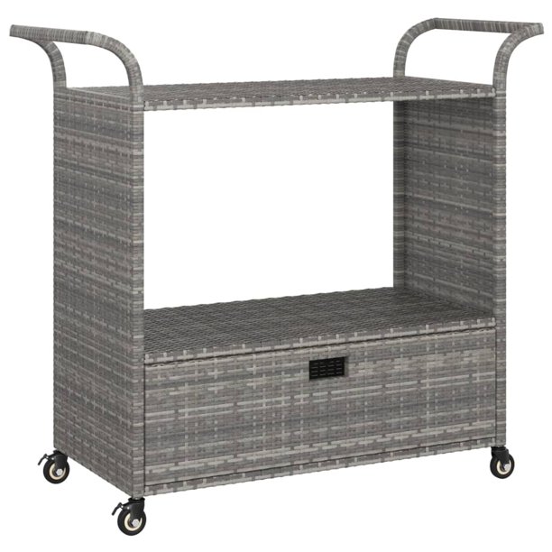vidaXL Outdoor Bar Cart 2-Tier Serving Cart Rolling Utility Cart PE ...