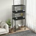 PawHut Double Stackable Bird Cage on Wheels w/ Stand for Canaries ...