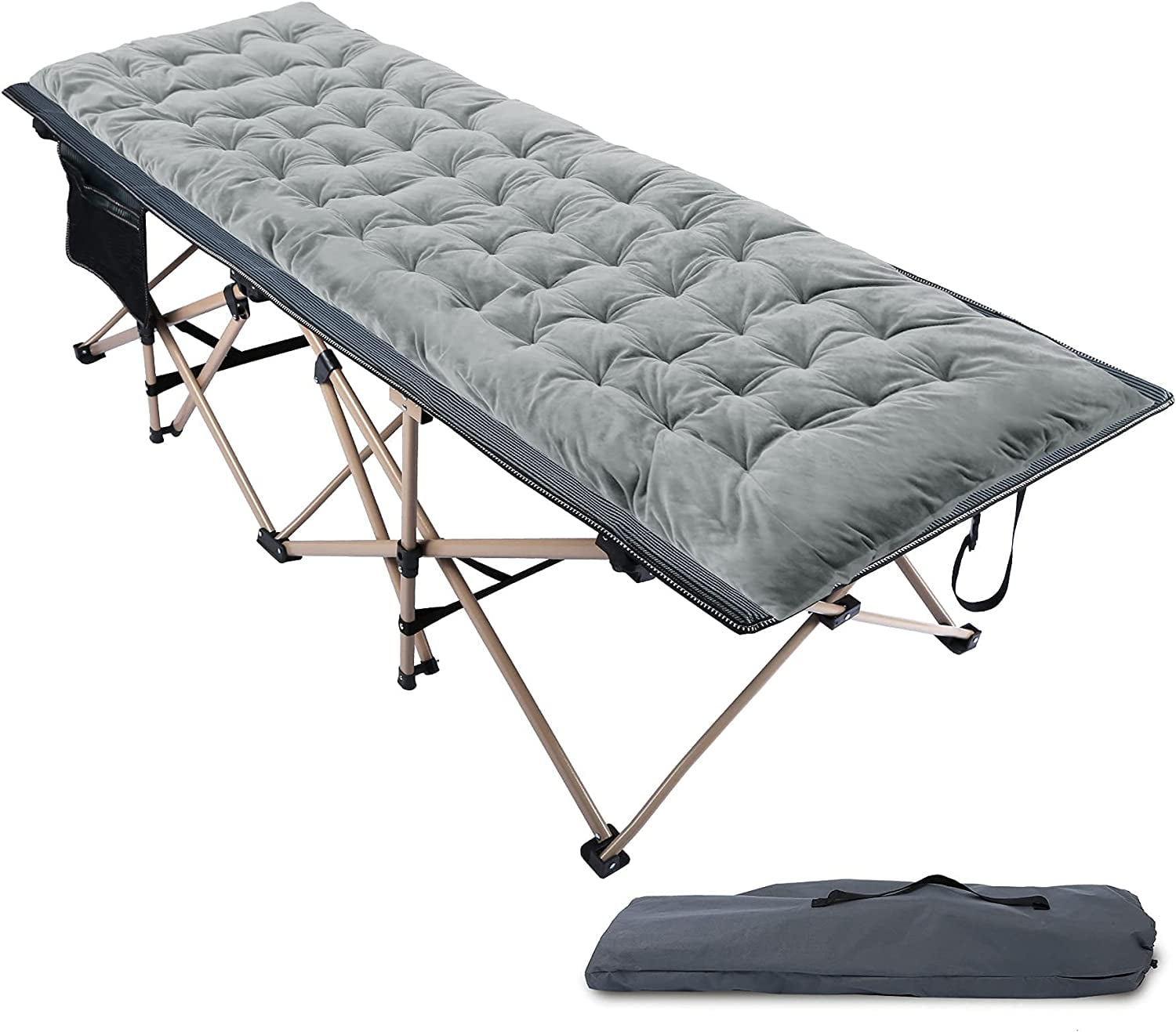 REDCAMP Folding Camping Cots for Adults with Mattress Pad, Soft and ...