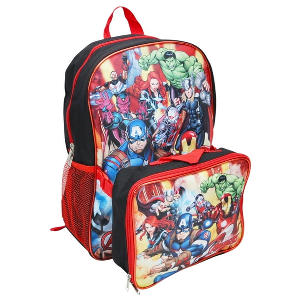 Marvel Avengers Backpack 16" w/ Detachable Lunch bag 2-Piece - Walmart.com