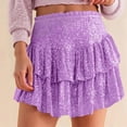 Aellinatey Women Sequin Skirt Sparkly Cute High Waist Ruffle Flowy ...