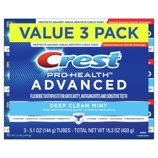 Crest Pro Health Advanced Deep Clean Toothpaste, Mint, 5.1 Oz, 3 Pack ...