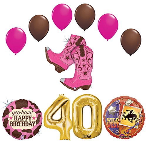 Wild Wild West 40th Cowgirl Boots Birthday Party Supplies and Balloons ...