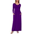 Asklazy Womens Long Sleeve Loose Plain Maxi Dresses Casual Long