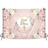 8x6FT Pink God Bless Backdrop Girl Baptism Party First Holy Communion ...