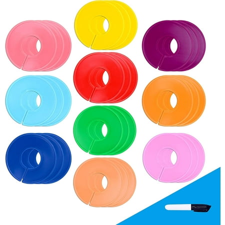 30 Pack Color-Coded Round Clothing Size Closet Rack Dividers Hangers ...