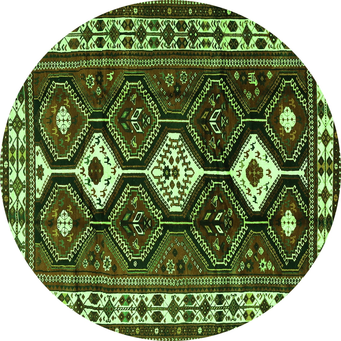 Ahgly Company Indoor Round Persian Green Traditional Area Rugs, 5 ...