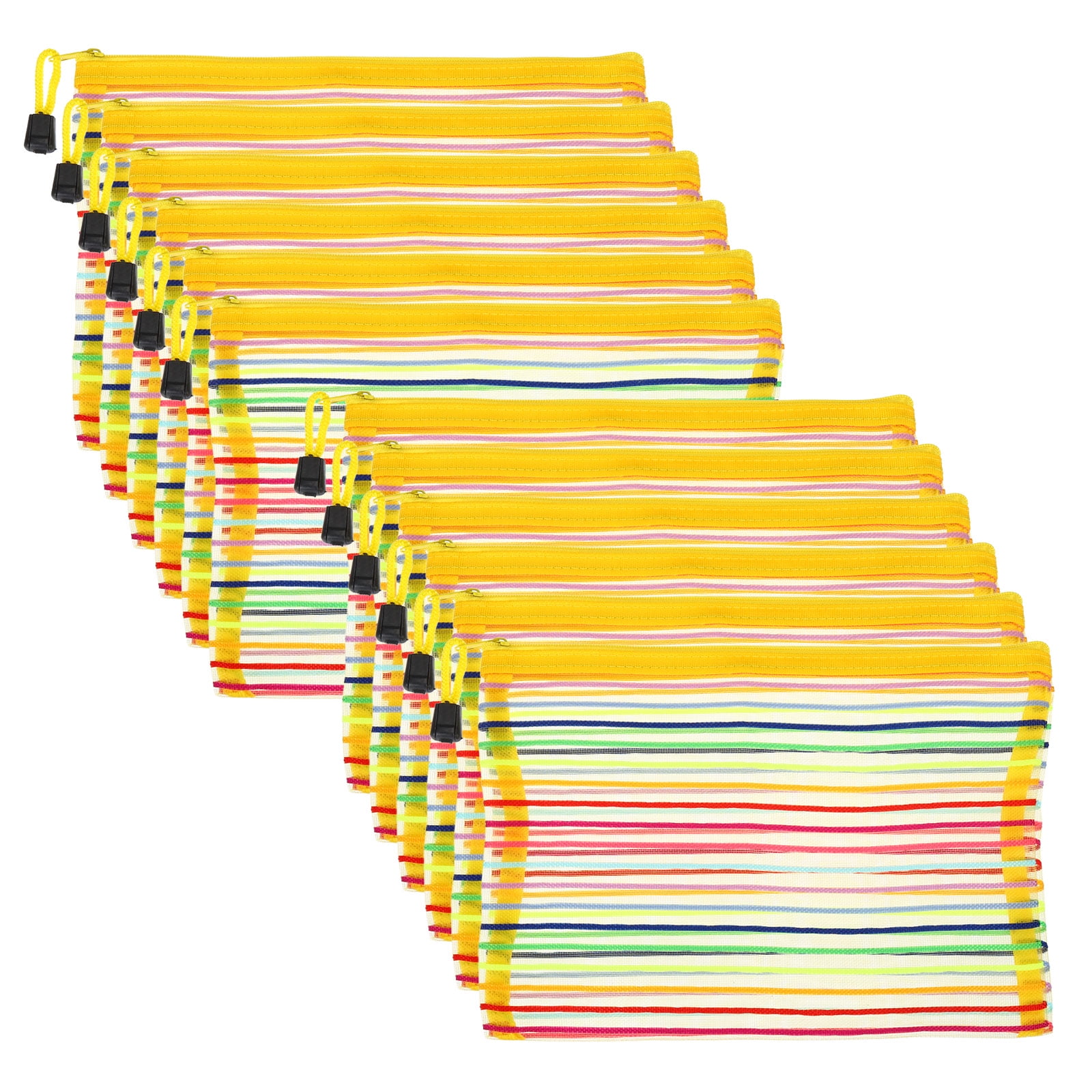 Uxcell Mesh Zipper Pouch A5 Nylon Document Makeup Zipper Bag Travel