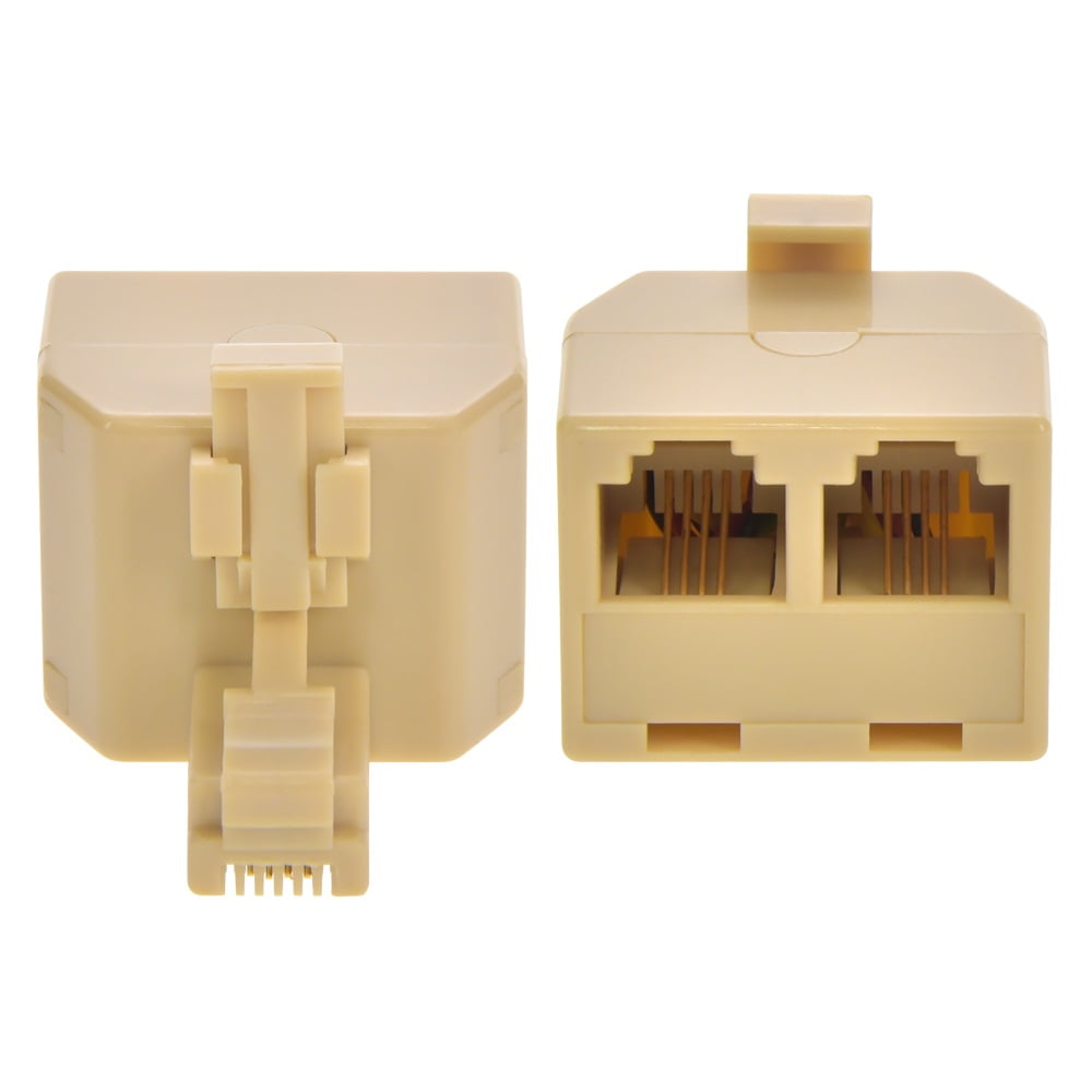 RJ11(6P4C) 1M/2F Telephone Splitter Modular T Adapter, Ivory - Walmart.com