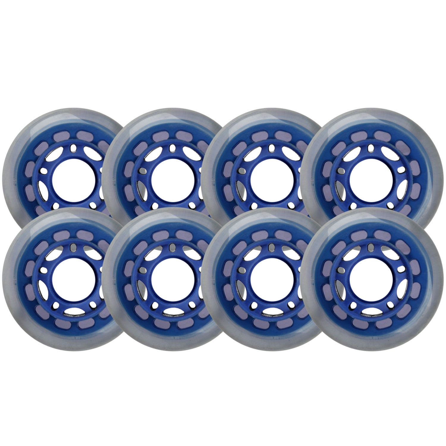 Pro Stock Inline Skate Hockey Wheels 68MM 82A 8-Pack BLUE CLEAR ...