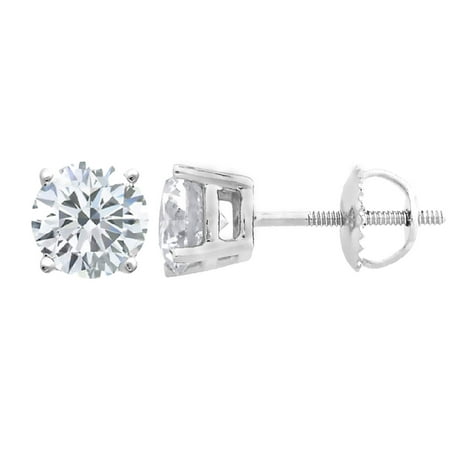 Parikhs - 0.04 ct Round Diamond Screw Back Stud in 14K White Gold ...