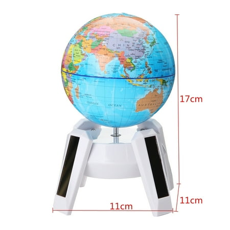 SOLAR POWER WORLD GLOBE LED Rotating Map of Earth Geography Desktop ...