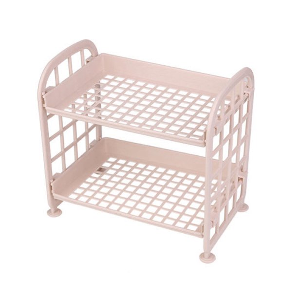 2-Tier Assembled Storage Shelf Plastic Seasoning Storage Rack ...