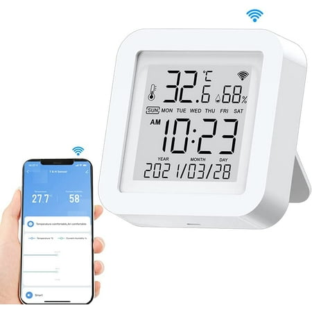 Smart WiFi Temperature Humidity Monitor,Wireless Digital Temperature Humidity Sensor with TUYA ...