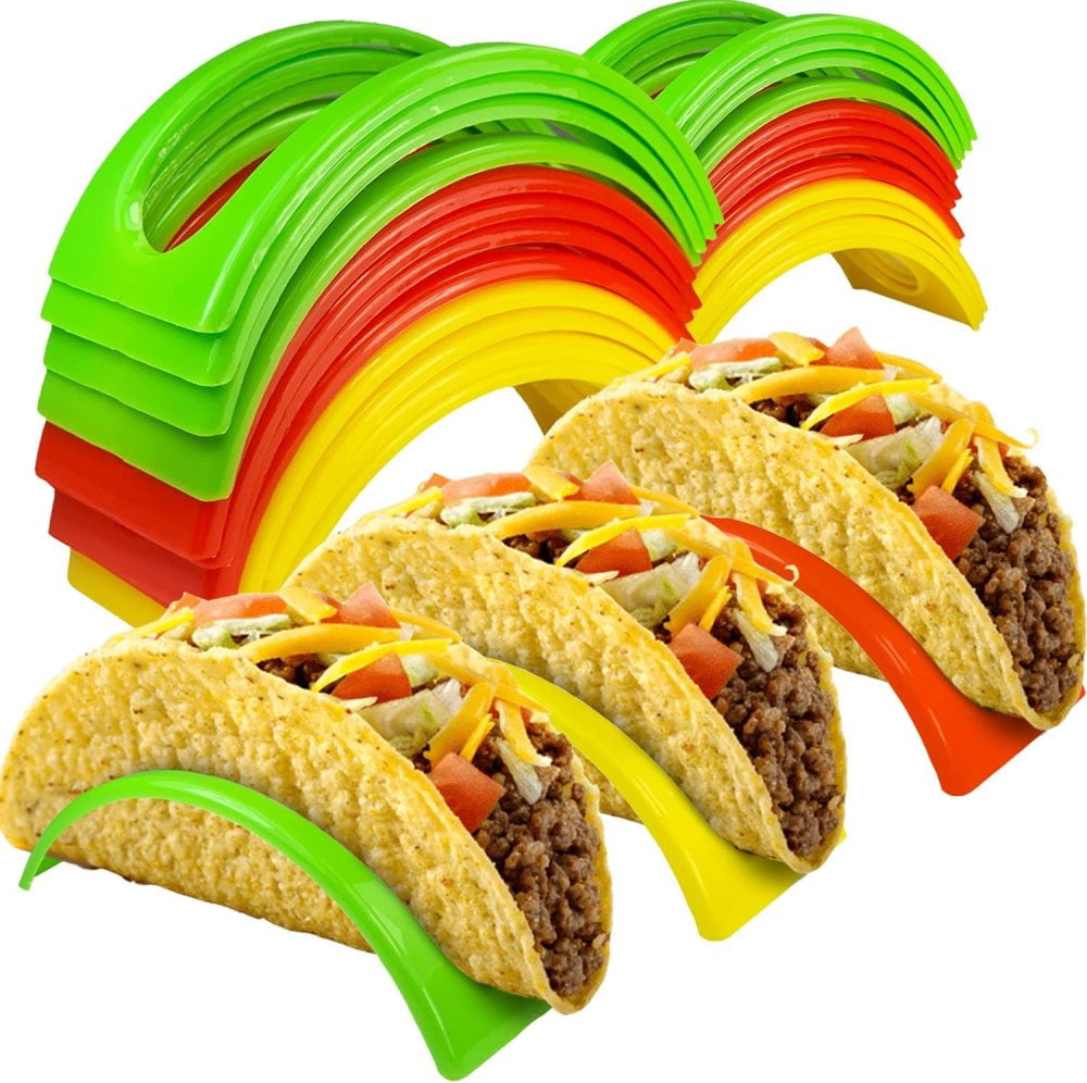 24 Packs Taco Holder Stand Taco Shell Rack Colorful Taco Tray Plate ...