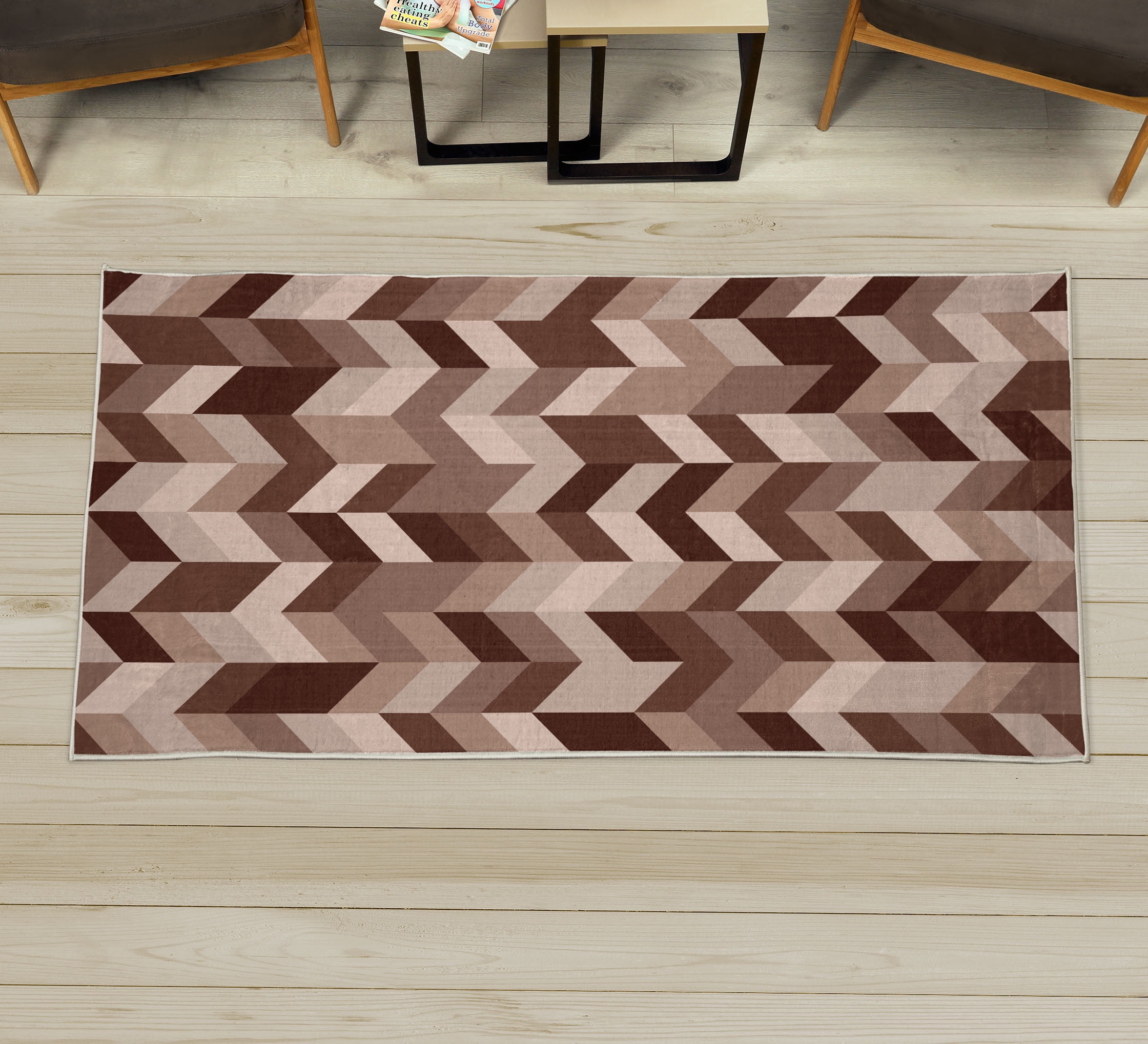 Geometrical Decorative Rug, Modern Herringbone Pattern with Zigzag ...
